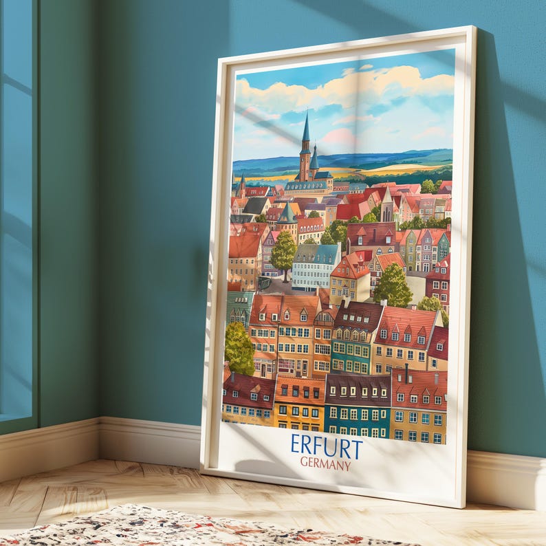 Erfurt Germany Art Print, Illustrated Cityscape Poster - Etsy