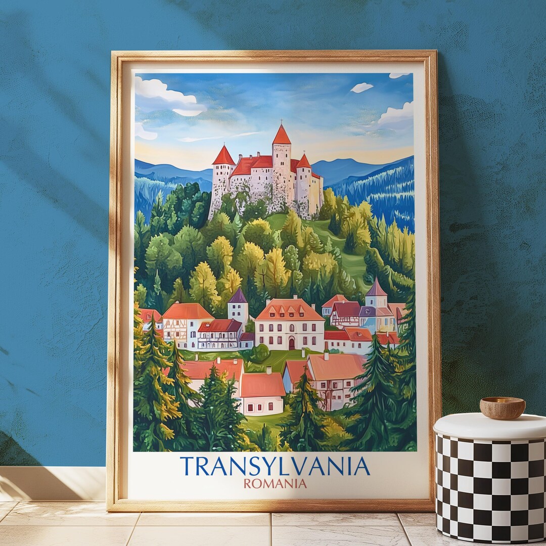 Transylvania Castle Print, Illustrated Romanian Village Art - Etsy