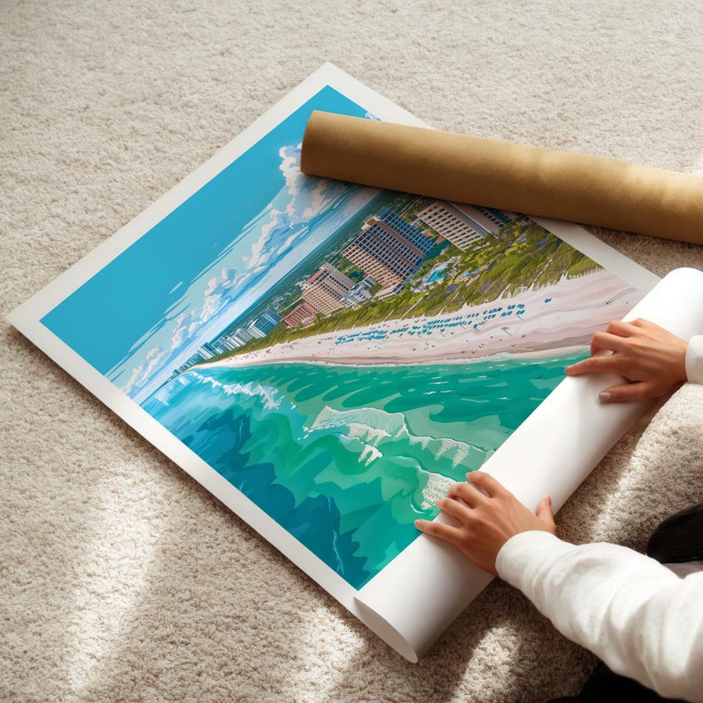 Marco Island Florida Art Print, Coastal Illustration, Turquoise Ocean ...