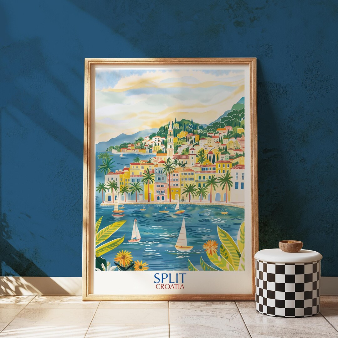 Split Croatia Art Print: Mediterranean Coastal Travel Poster - Etsy