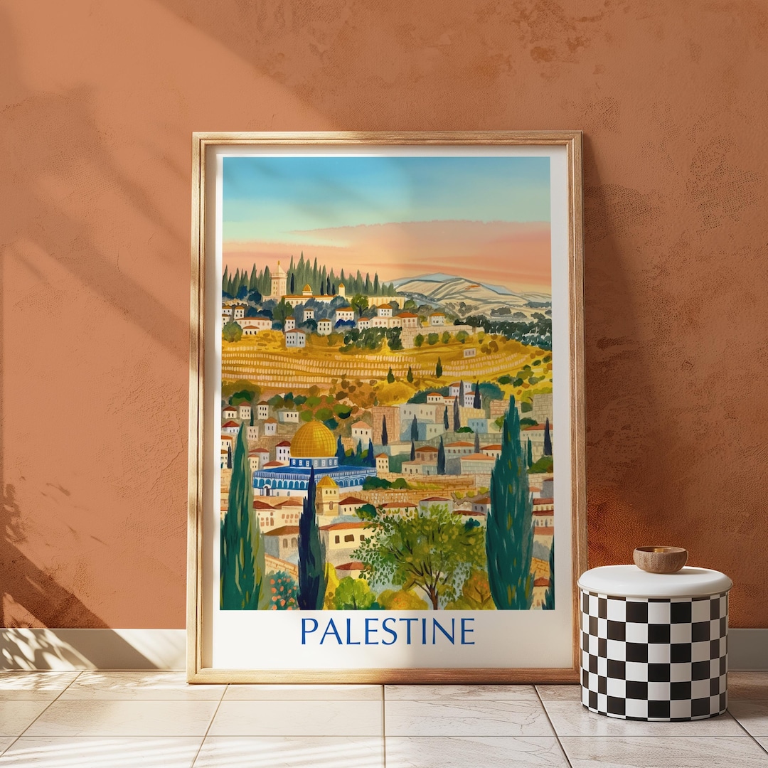 Palestine Travel Poster: Sunset Landscape Art Print - Middle East Decor ...