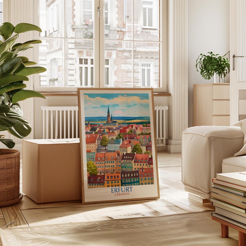 Erfurt Germany Art Print, Illustrated Cityscape Poster - Etsy