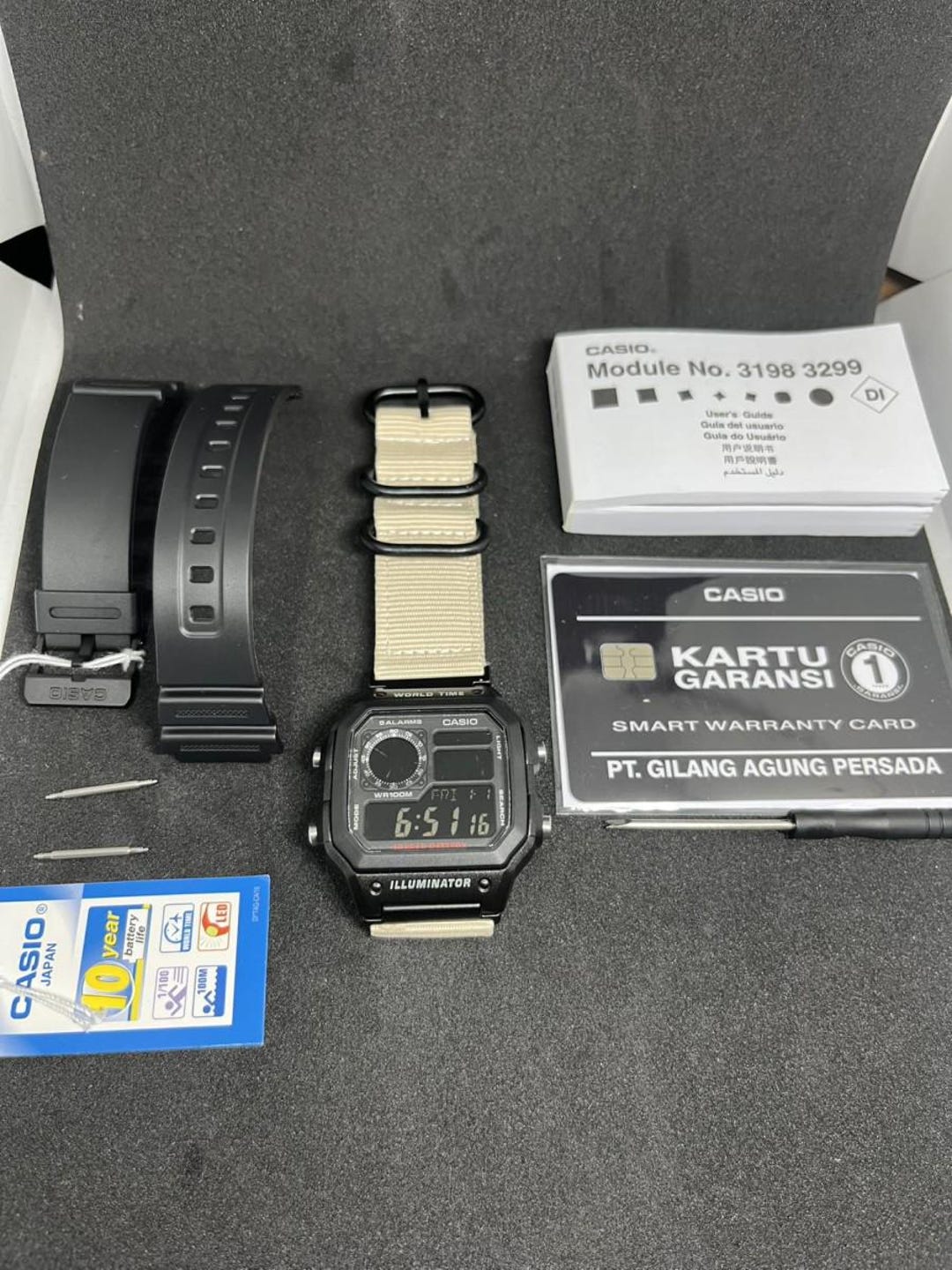 Stealth Black Ops Casio AE-1200 Royale World Time Hydromod Custom Travel Watch Adventure NATO ...