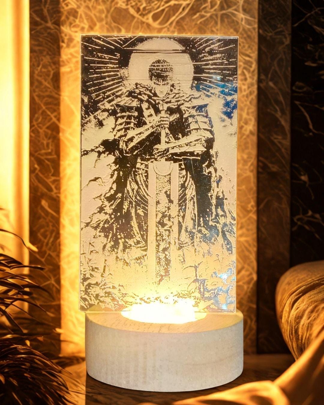 Decorative Laser Engraved Table Light (berserk Guts Manga Art) - Etsy