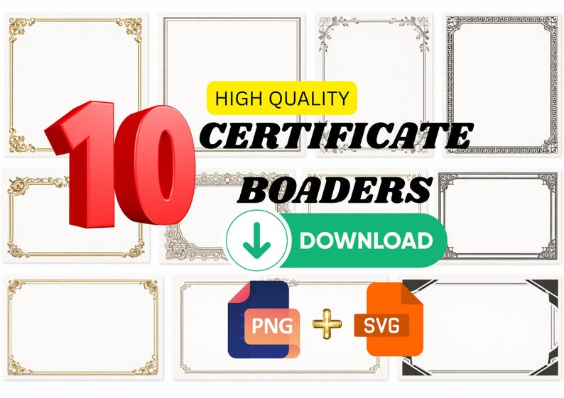 10 Certificate Borders – Printable Diploma & Document Frame Templates ...