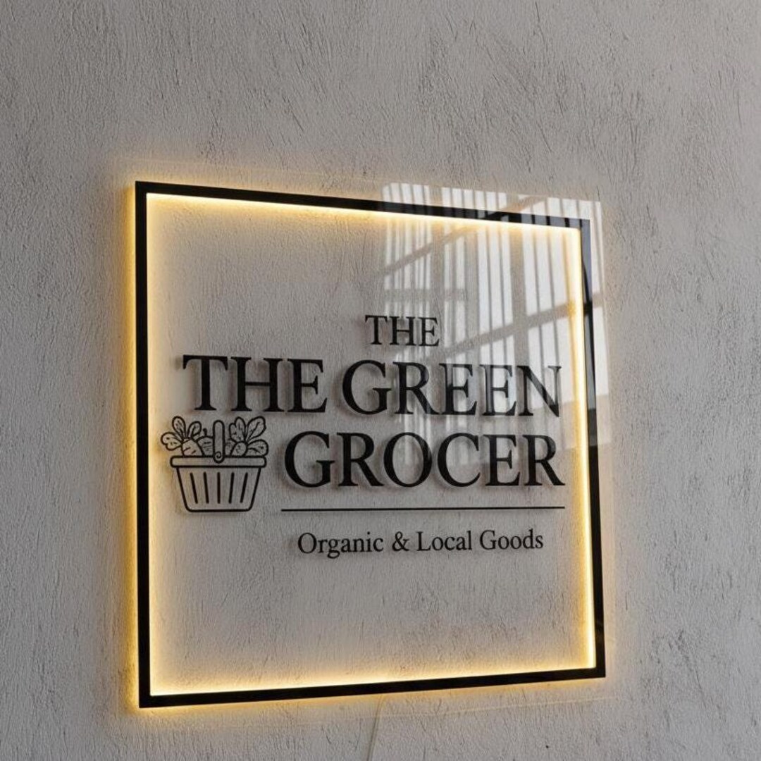 Neon Acrylic Square Sign, Custom LED Backlit Business Logo, Acrylic ...