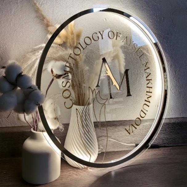 Acrylic Neon Sign, Round Light up Sign, Salon and Spa Sign, Office Wall ...