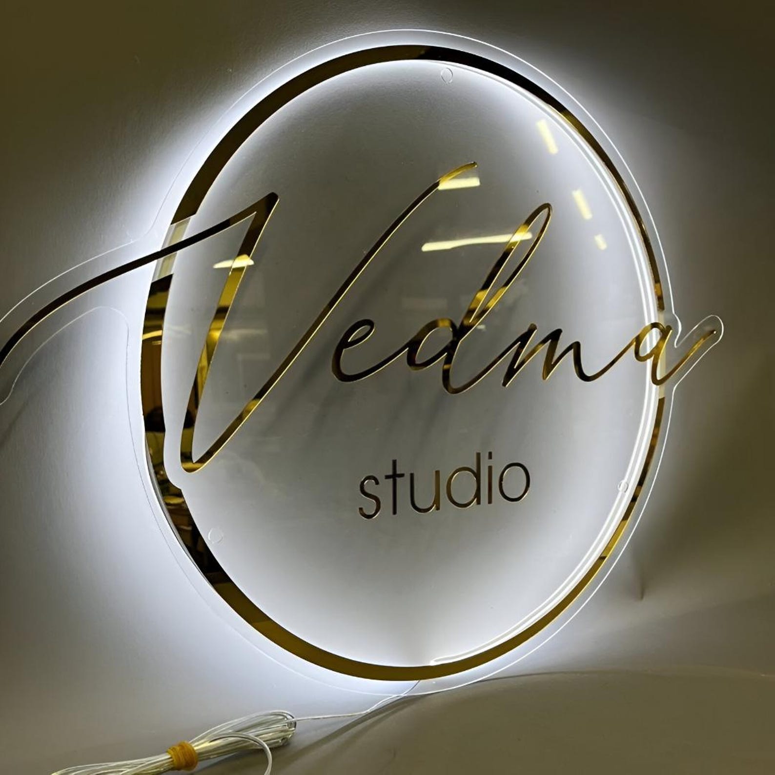 Acrylic Neon Sign, Round Light up Sign, Salon and Spa Sign, Office Wall ...