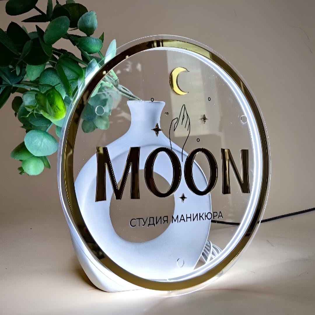 Acrylic Neon Sign, Round Light up Sign, Salon and Spa Sign, Office Wall ...