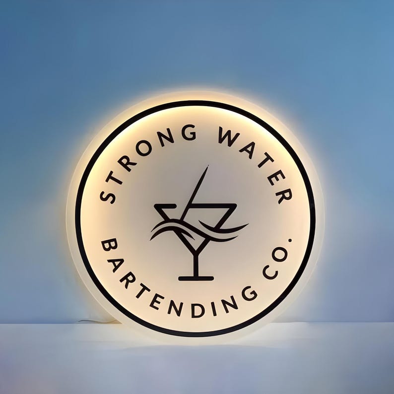 Acrylic Neon Sign, Round Light up Sign, Salon and Spa Sign, Office Wall ...