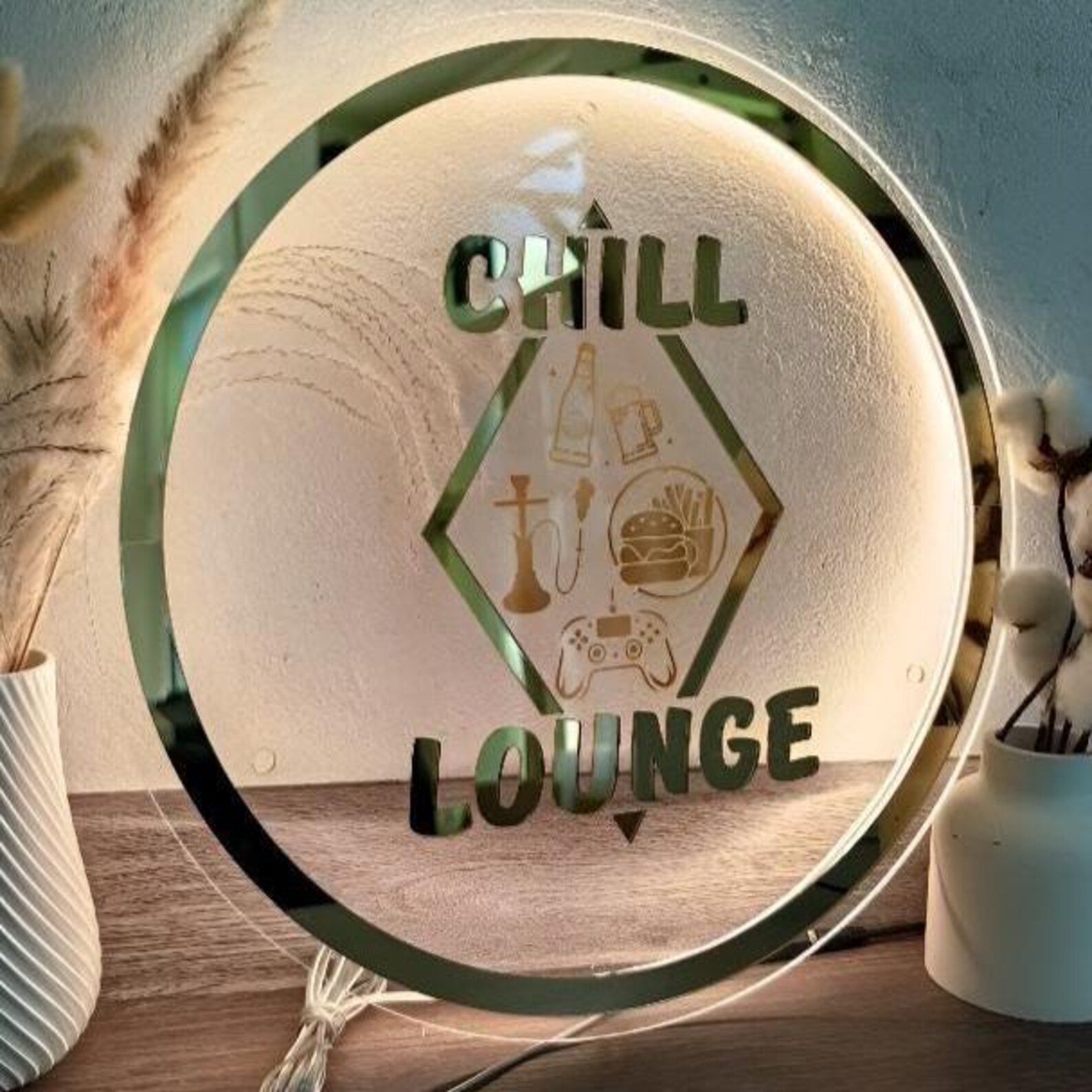 Acrylic Neon Sign, Round Light up Sign, Salon and Spa Sign, Office Wall ...