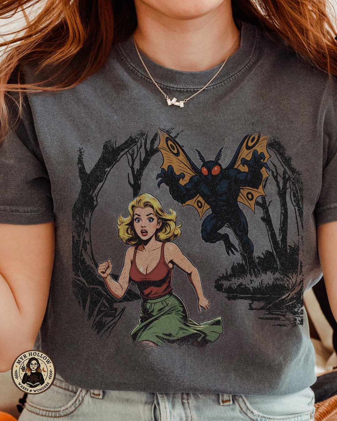 Retro Mothman Shirt, Cryptid Comic Tee, Vintage Monster Graphic, Funny ...