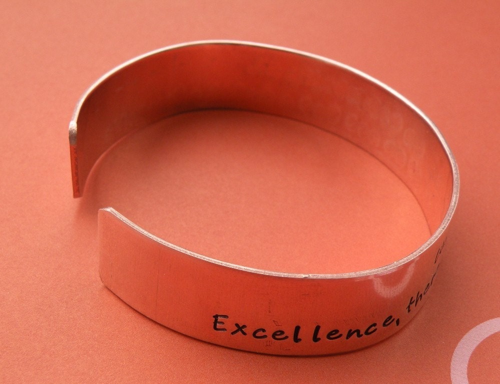 Excellence Aristotle Quote Copper Cuff Bracelet - Etsy
