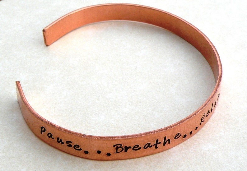 Pause Breathe Relax Copper Cuff Bracelet - Etsy