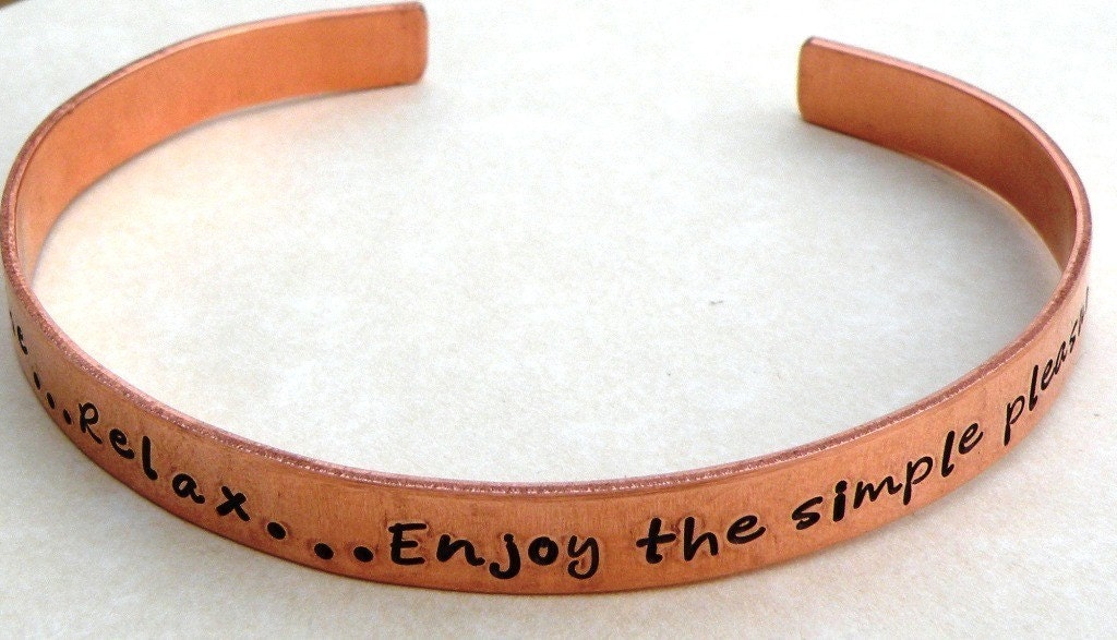 Pause Breathe Relax Copper Cuff Bracelet - Etsy