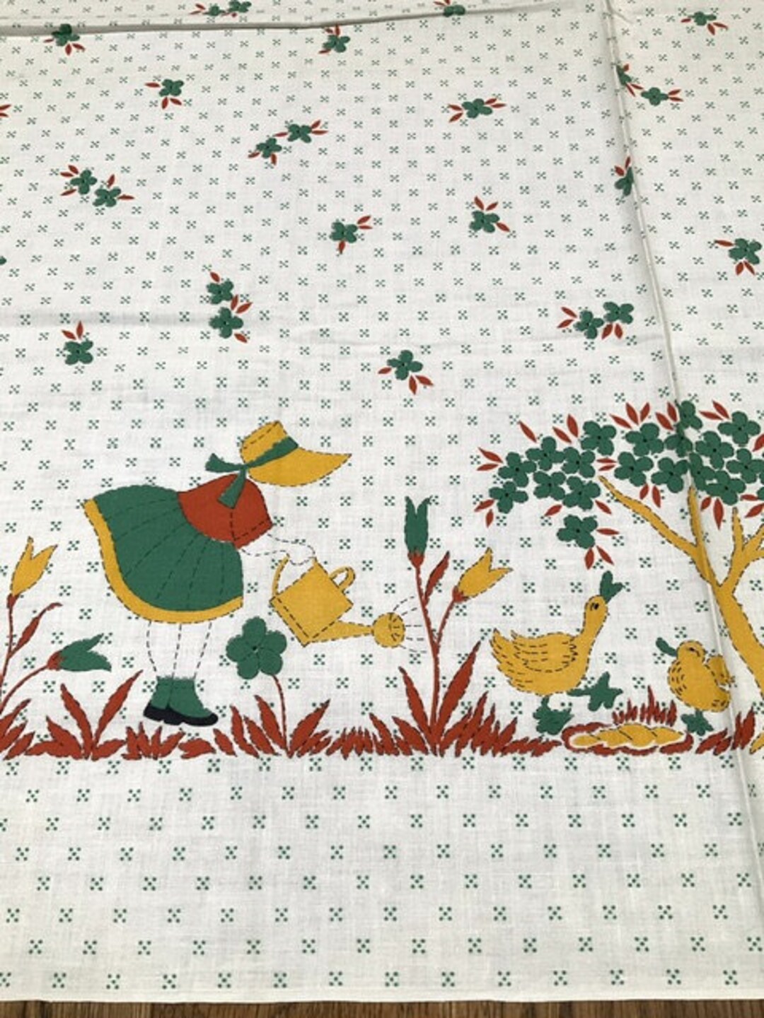 1930s/40s Border Print / Garden Girls / Ducks / Cotton - Etsy