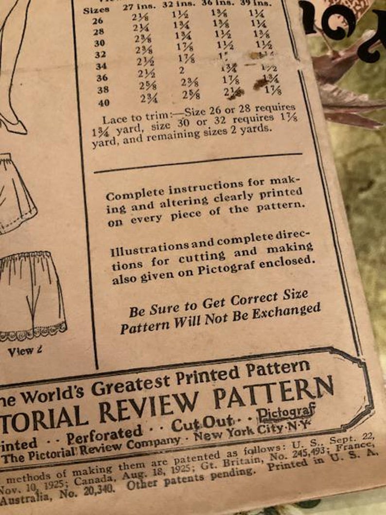 1920s Step-ins / Pictorial Review Pattern 4388 / Size 28 - Etsy