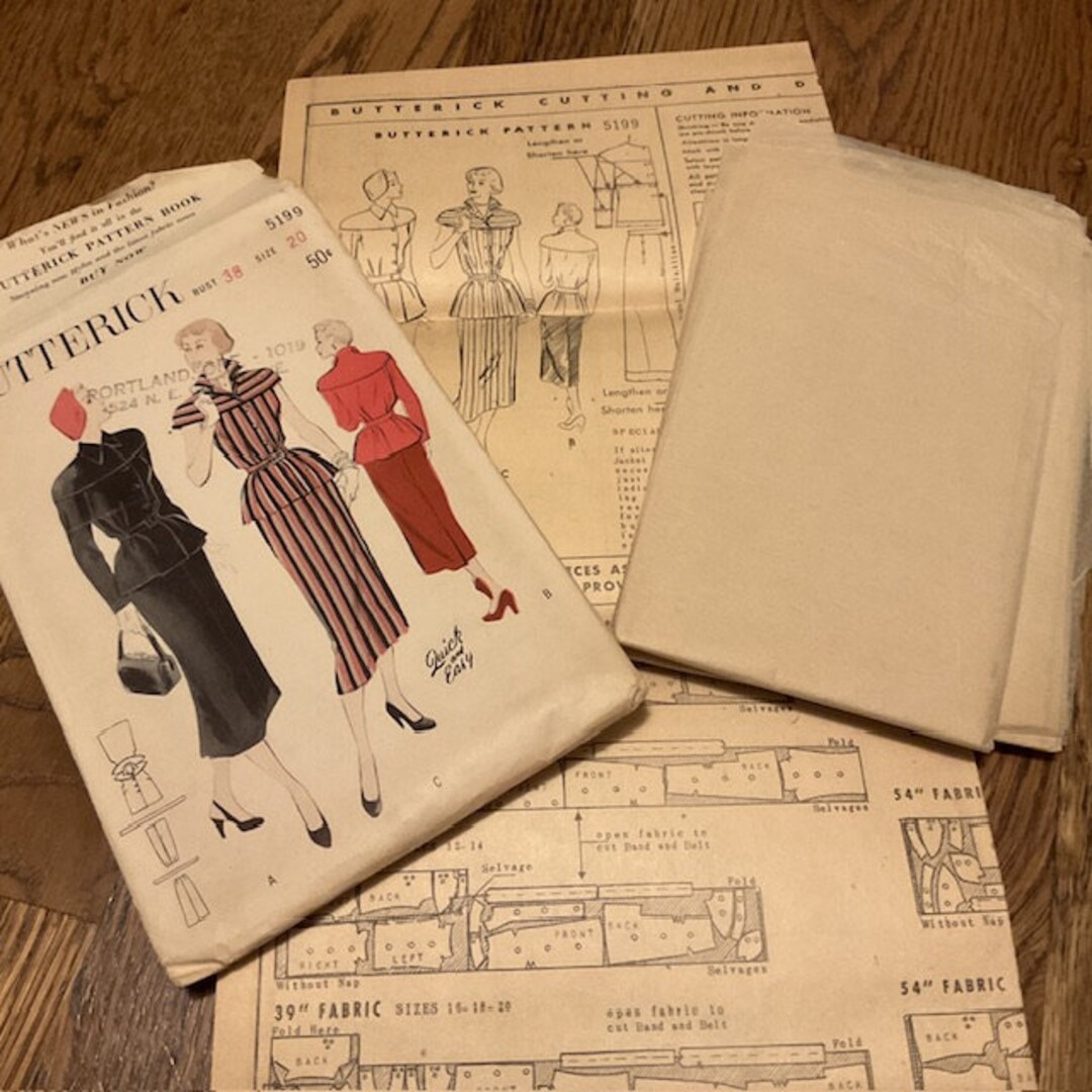 1940s Butterick Pattern 5199 / Casual Suit / Bust 38 - Etsy