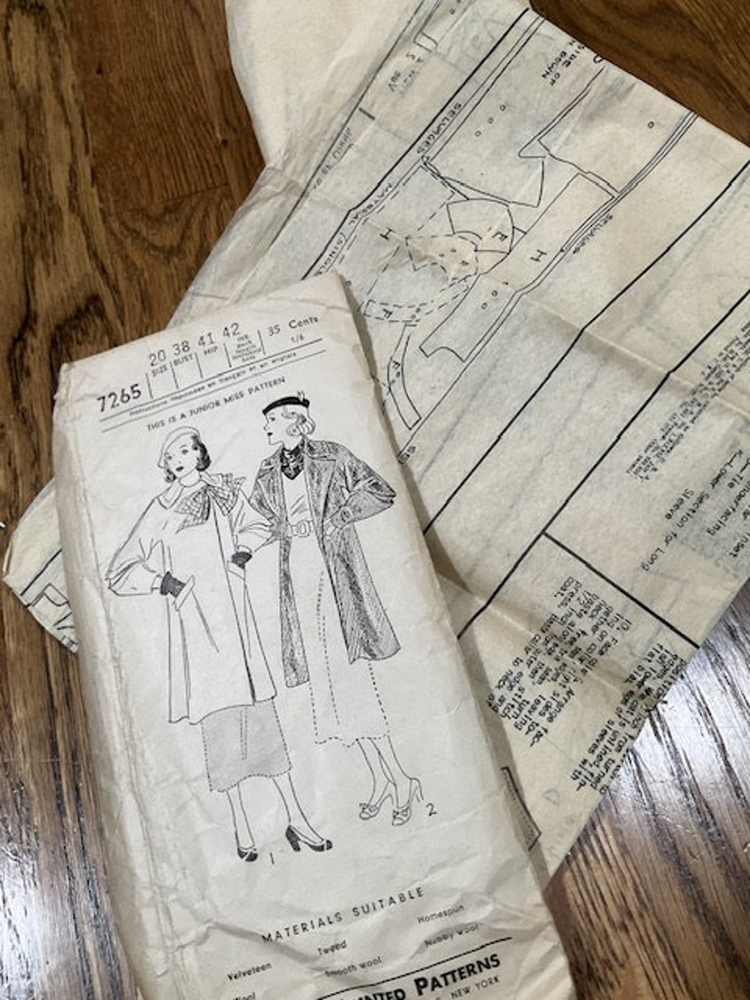 1930s Swagger Coat Pattern / Pictorial Printed Pattern / Bust 38 - Etsy