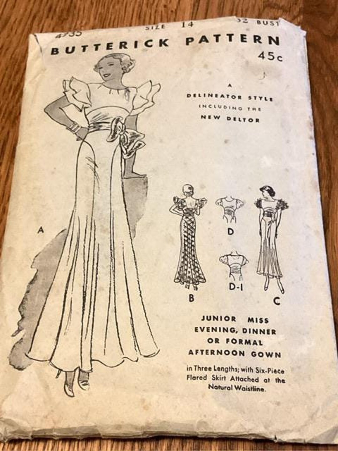 1930s Dress Pattern / Evening Gown / Size 14 / 30s Glam - Etsy