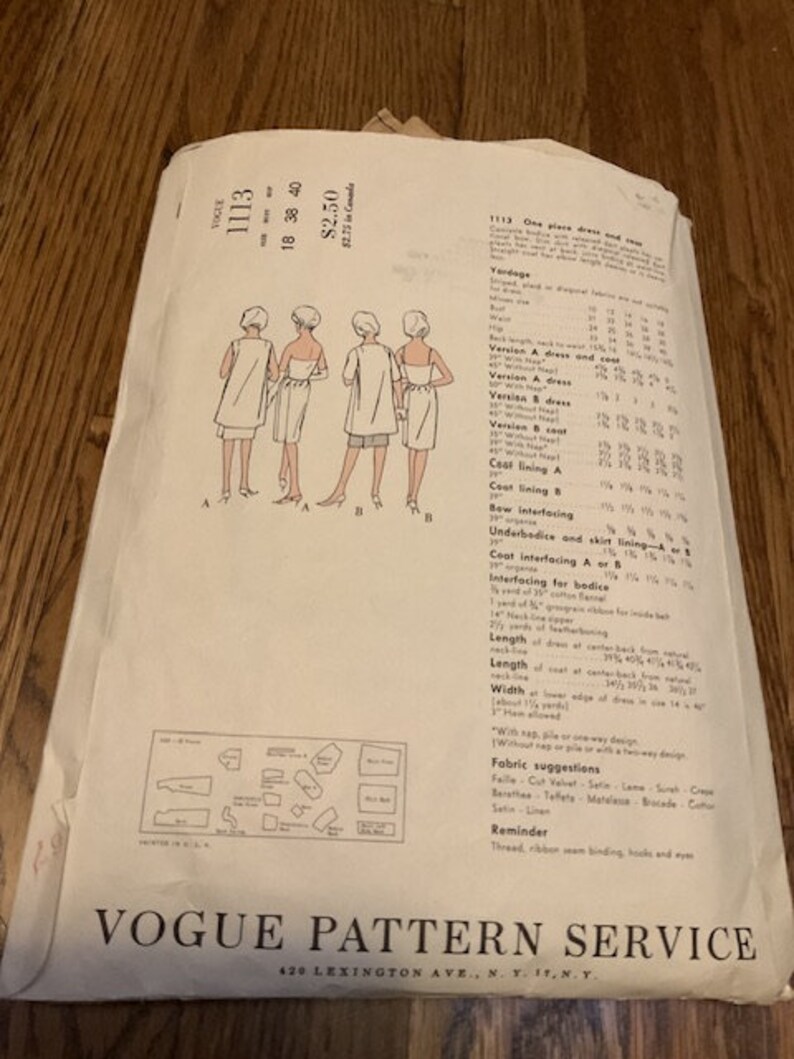 Early 60s Vogue Couturier Design Pattern / Ronald Paterson / Dress ...