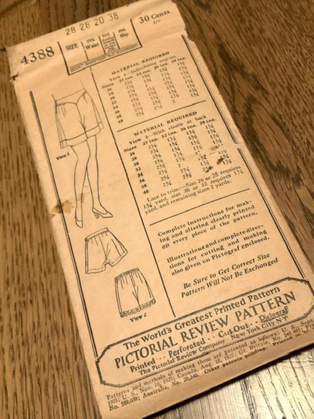 1920s Step-ins / Pictorial Review Pattern 4388 / Size 28 - Etsy
