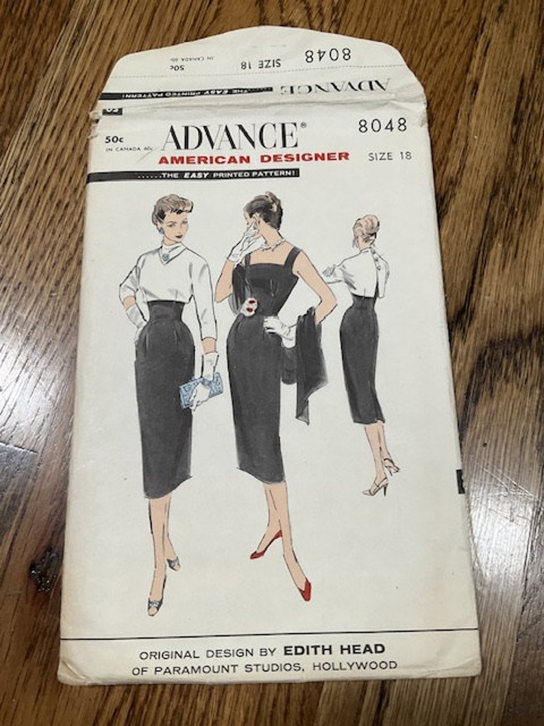 1950s Cocktail Dress Pattern / Edith Head / Advance 8048 / Bolero - Etsy