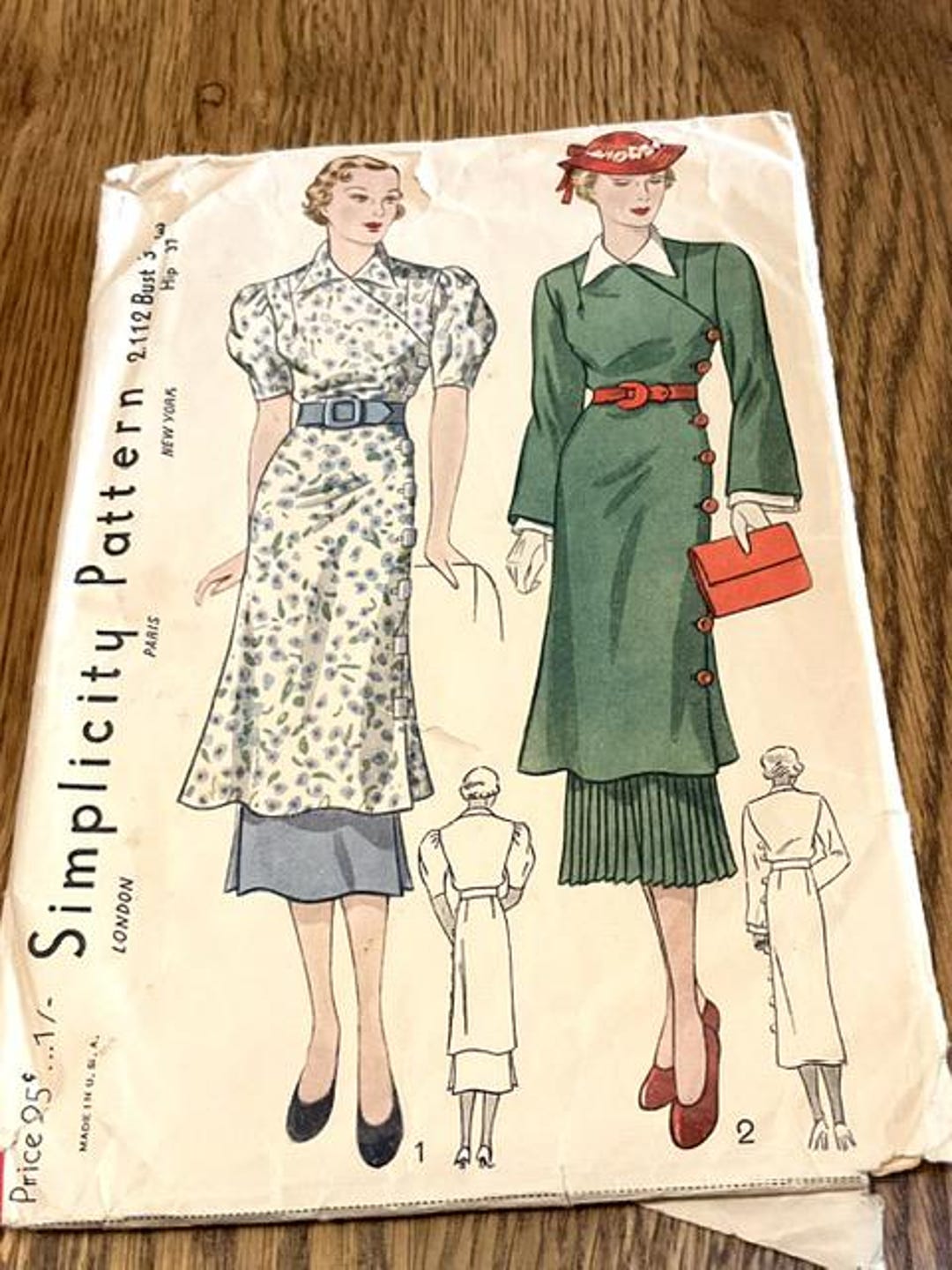 1930s Dress Pattern / Simplicity 2122 / Bust 34 - Etsy