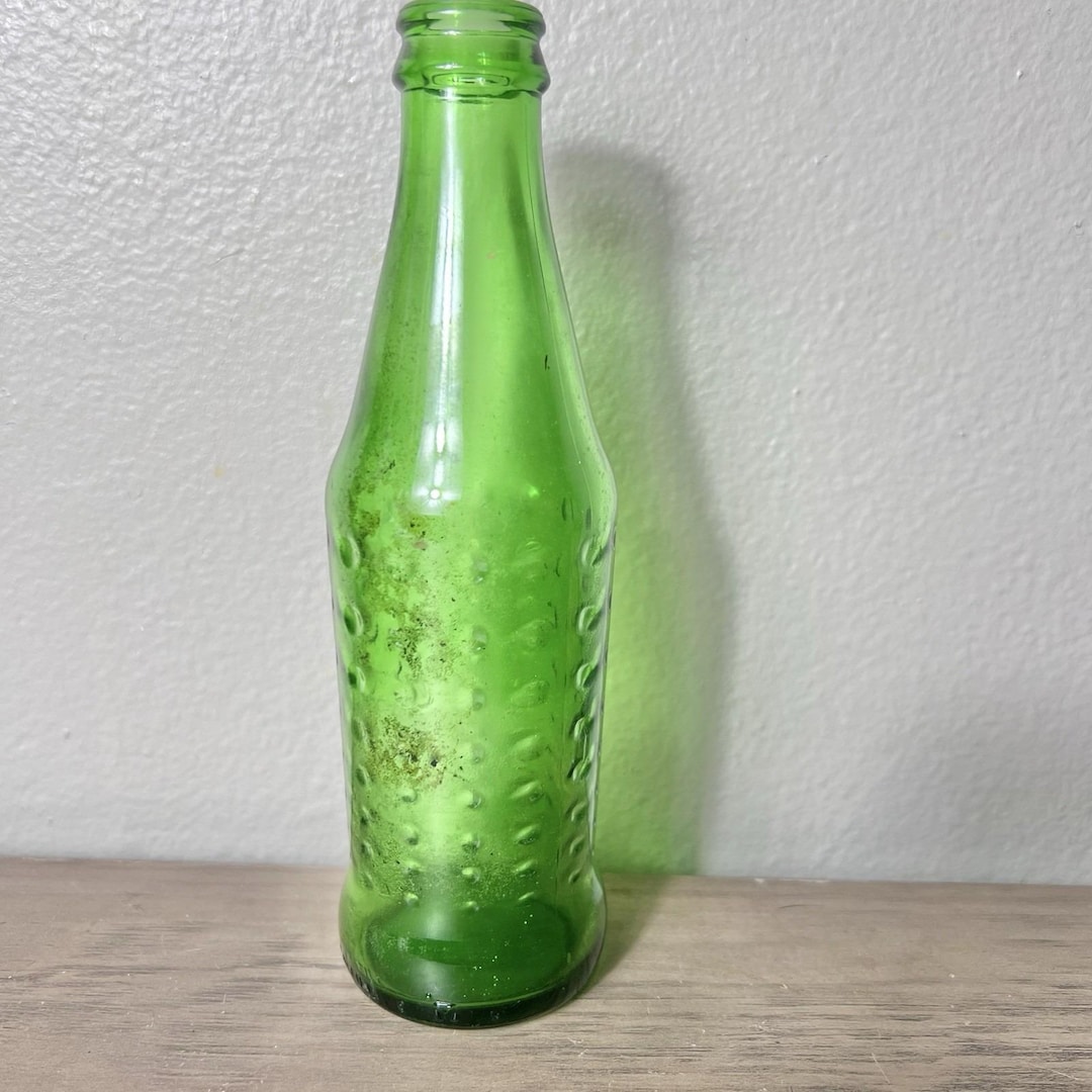 Vintage Green Glass Soda Bottle 6 Fl Oz Dimpled Texture No Label 1960s ...