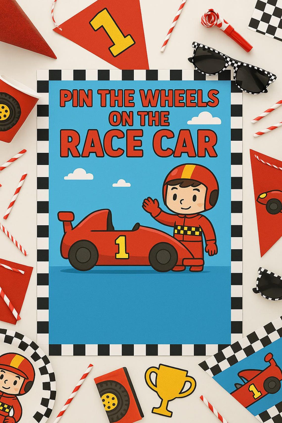 Pin the Wheels on the Race Car – Printable Party Game - Etsy