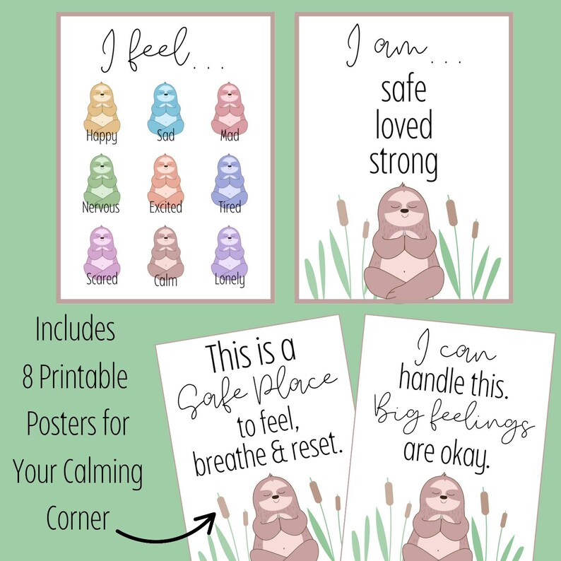 Calming Corner Sloth Poster Set - Etsy