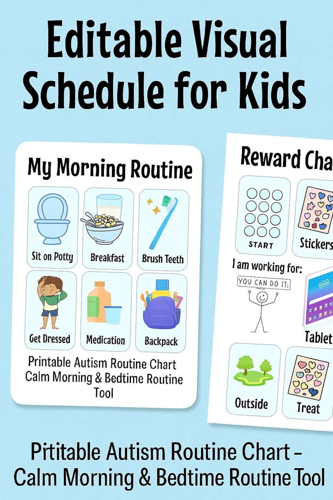Editable Visual Schedule for Kids – Autism Routine Chart Printable ...
