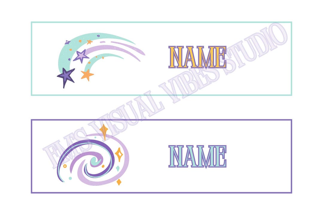 Editable Space-themed Name Tags | Cosmic Desk Name Plates & Labels - Etsy