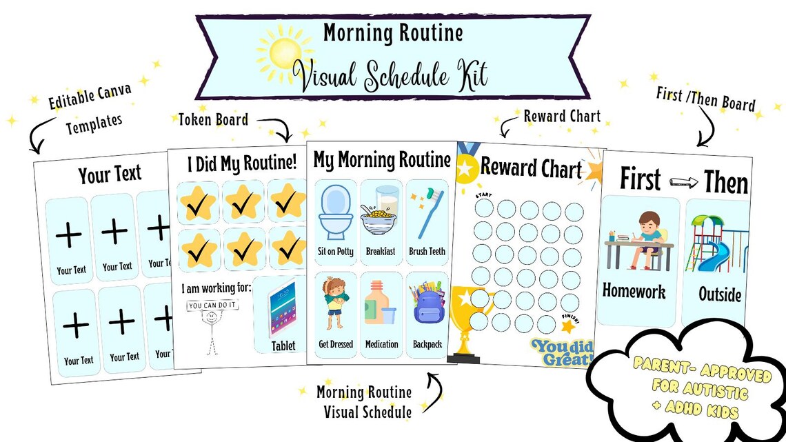 Editable Visual Schedule for Kids – Autism Routine Chart Printable ...