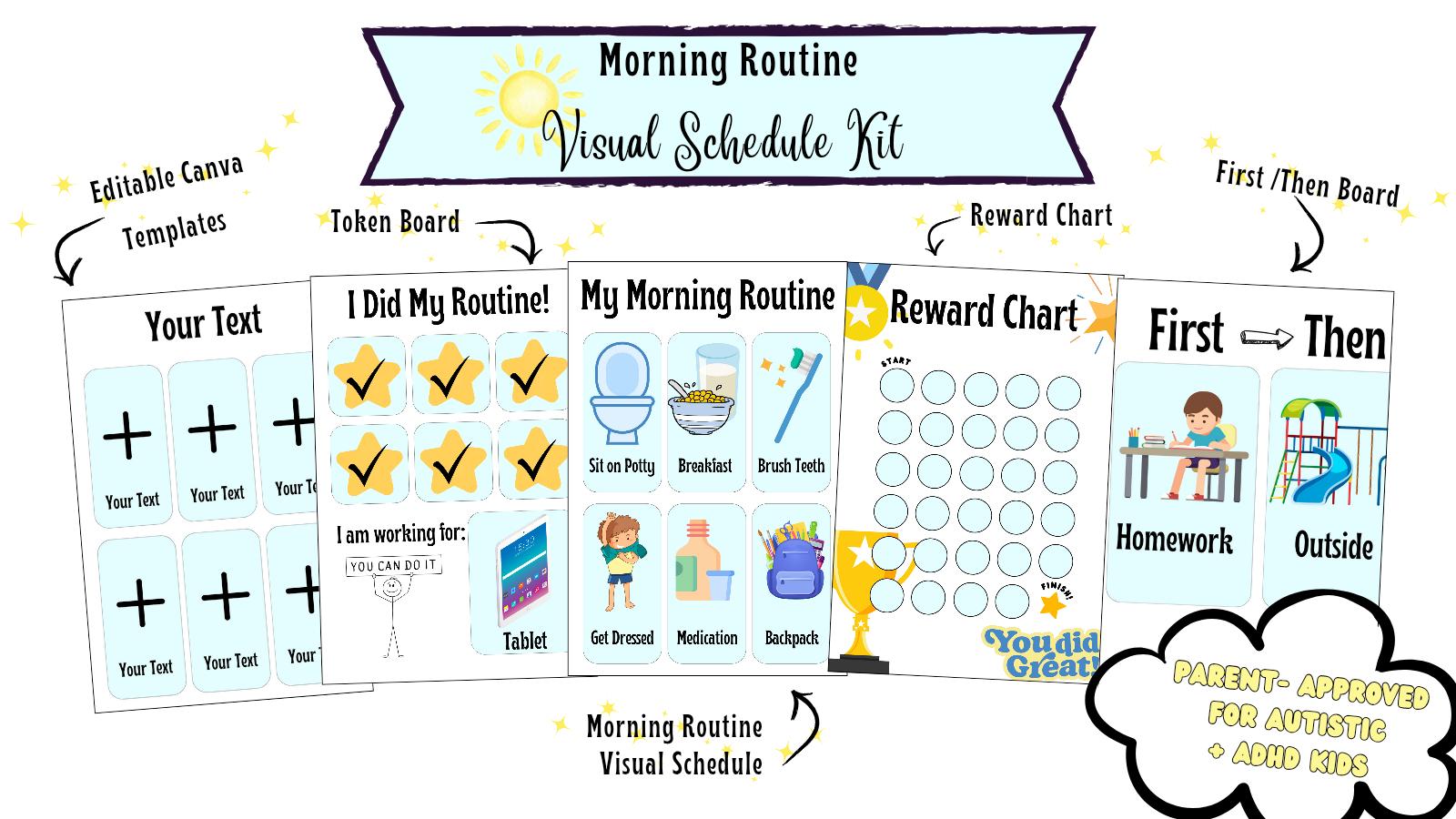 Editable Visual Schedule for Kids – Autism Routine Chart Printable ...