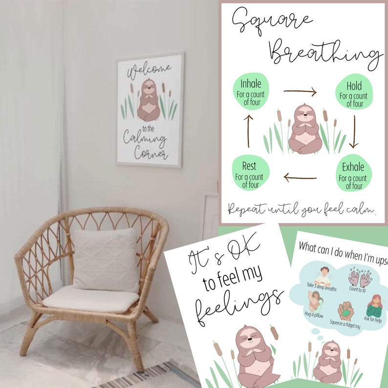 Calming Corner Sloth Poster Set - Etsy