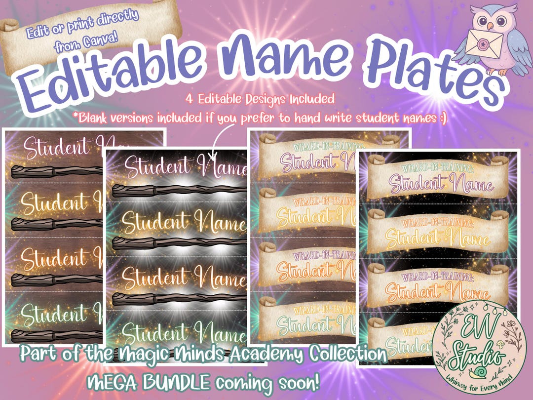 Magic Minds Editable Name Plates - Etsy