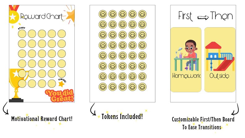 Yellow Visual Schedule & Reward Charts for Autism - Etsy Canada