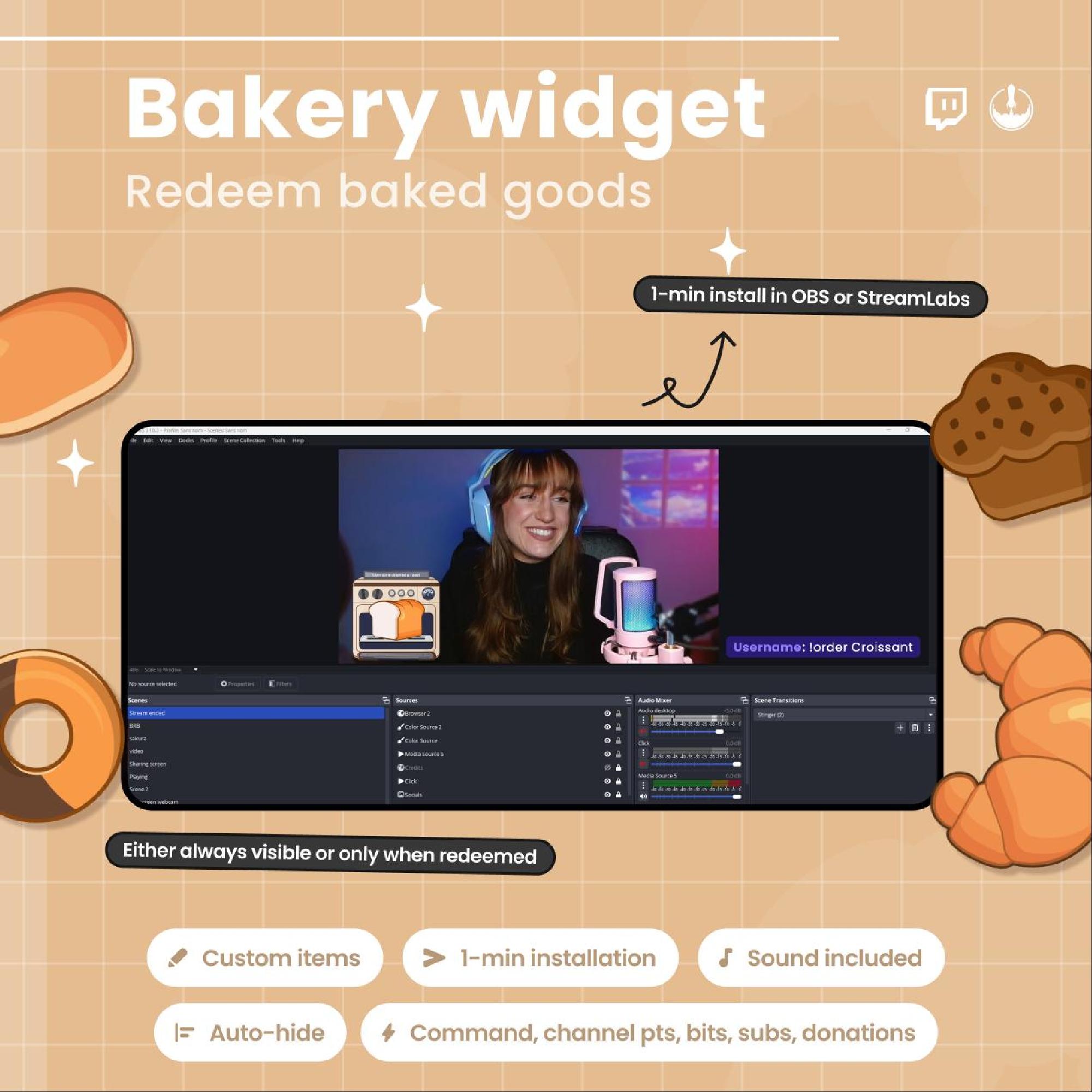Interactive Bakery Widget - Customizable Animated Twitch Overlay - Cafe ...