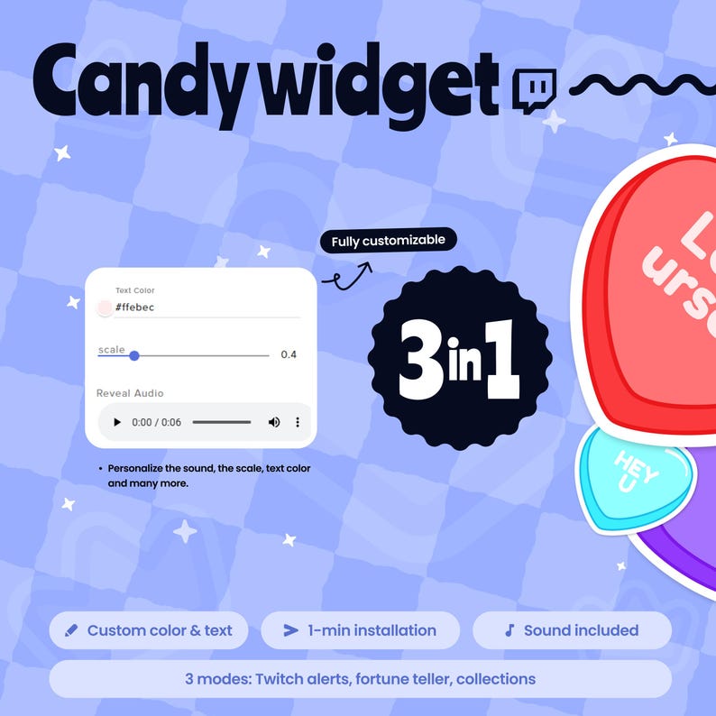 Candy Heart Alert Twitch Widget for Streamelements | Fortune Teller ...