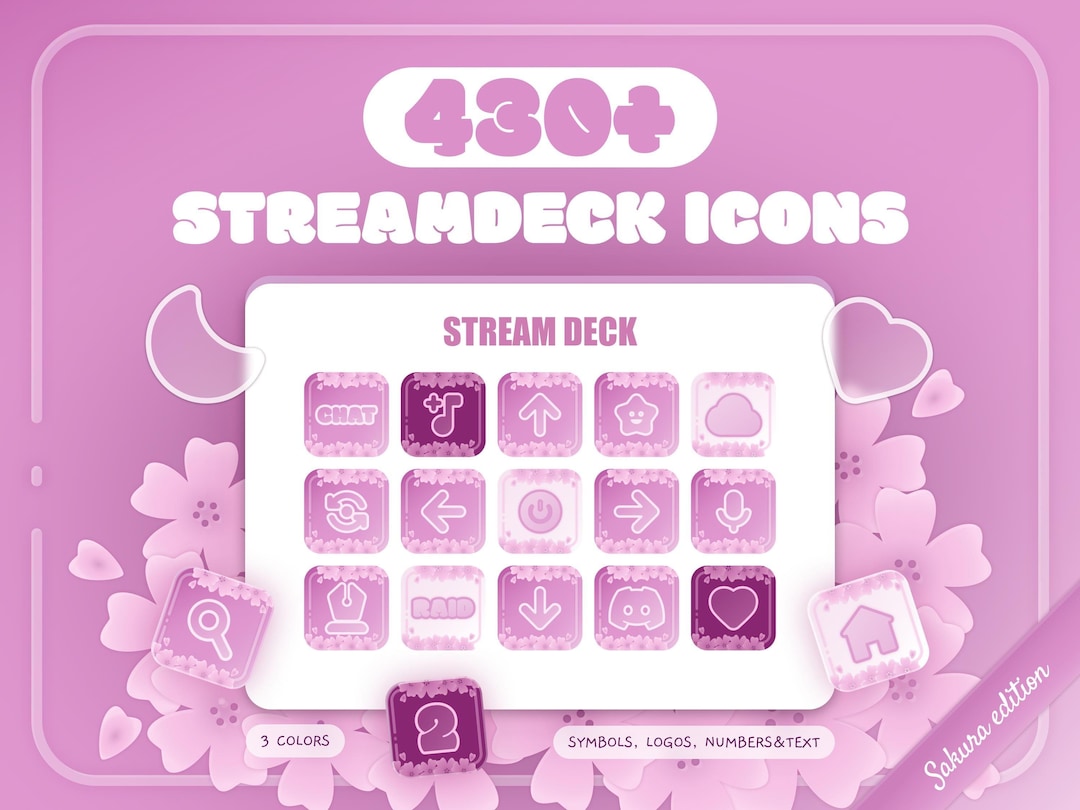 Pink Sakura: 430+ Streamdeck Icons Available in 3 Colors | Cherry ...