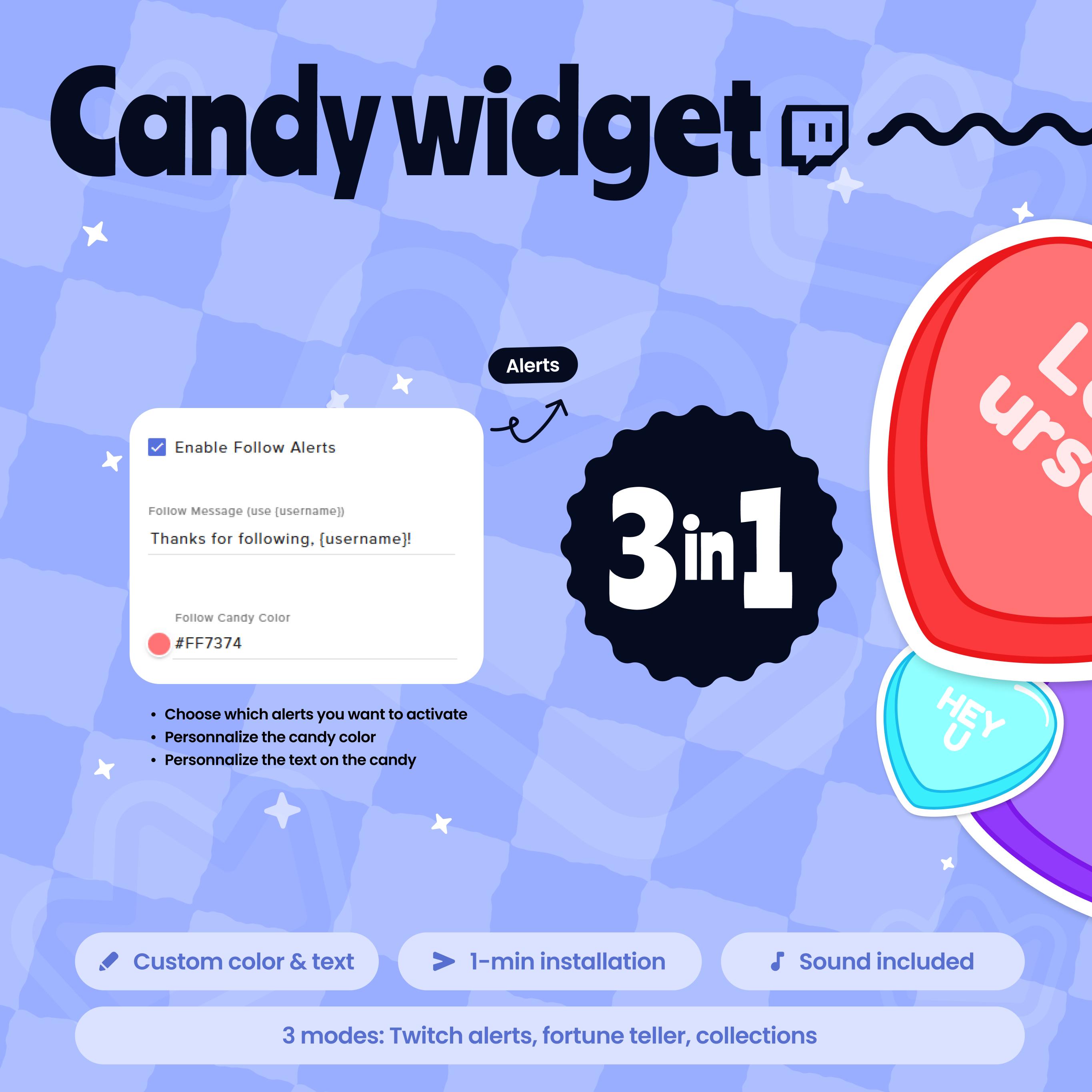 Candy Heart Alert Twitch Widget for Streamelements | Fortune Teller ...