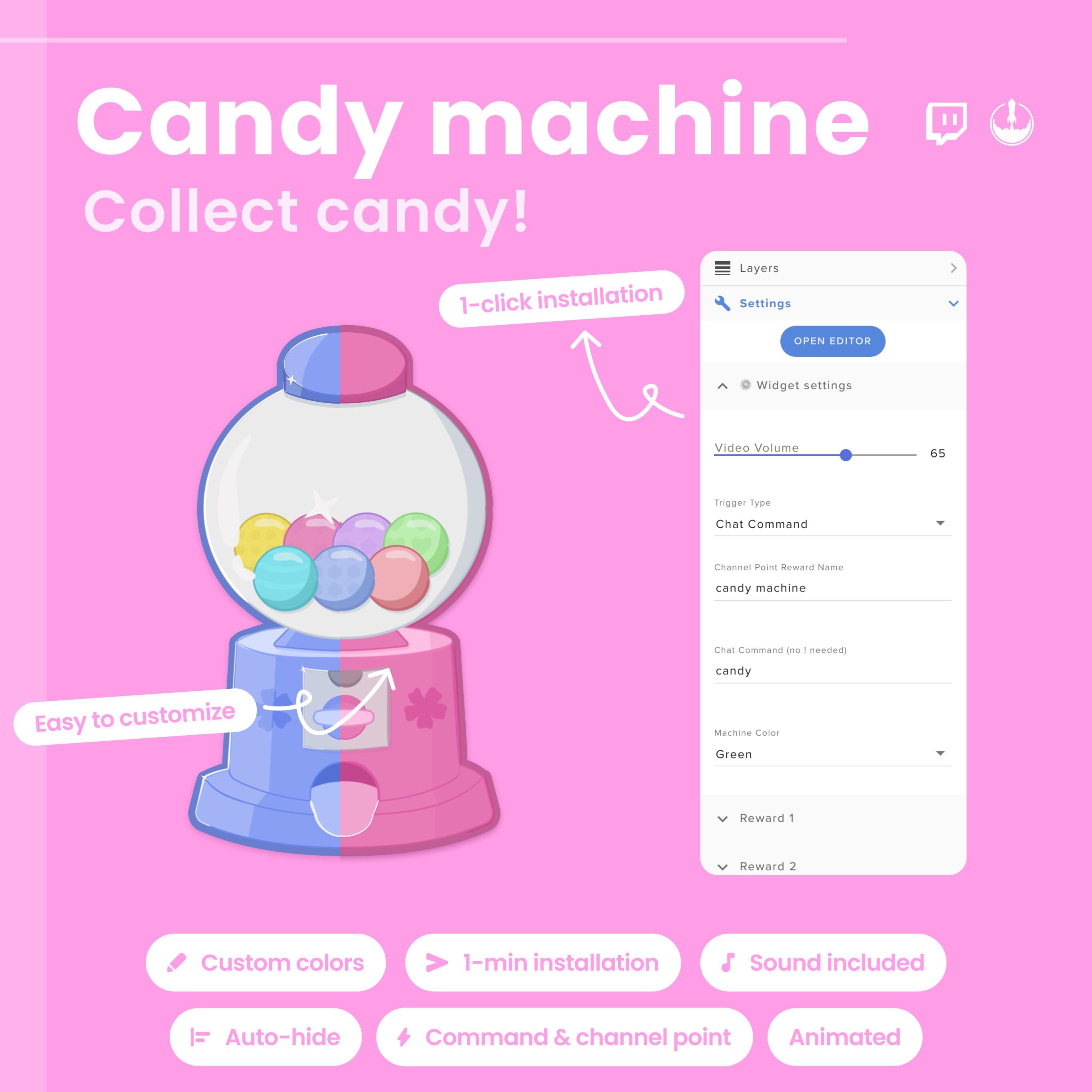 Animated Twitch Gumball Widget: Kawaii Candy Gacha Overlay ...