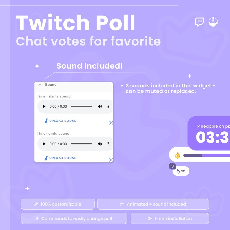 Interactive Twitch Poll Widget | Chat Voting Overlay | Animated Emoji ...