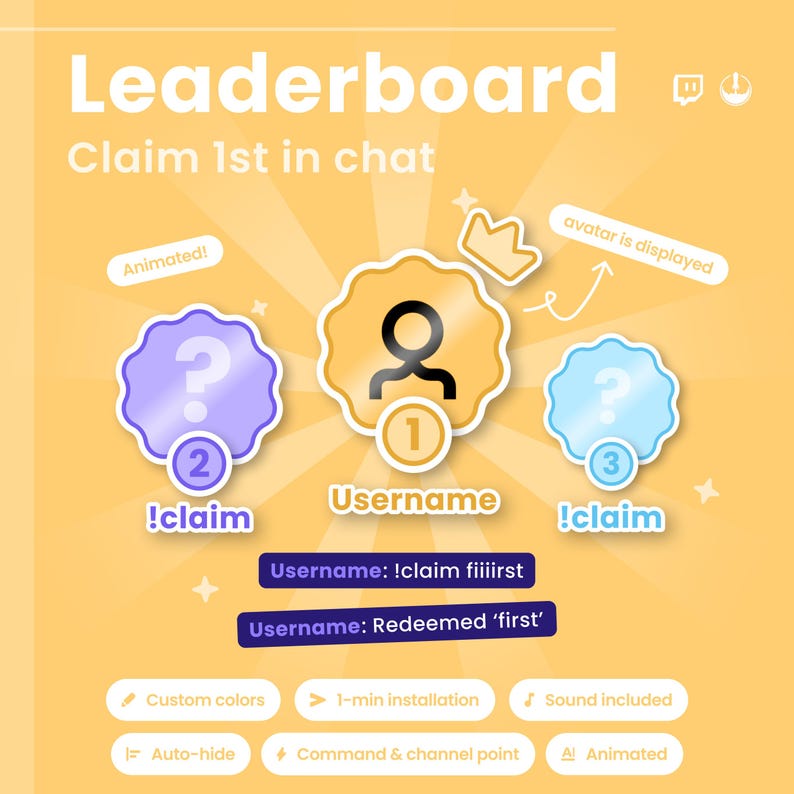 Leaderboard Twitch Widget: Interactive Stream Overlay for First in Chat ...
