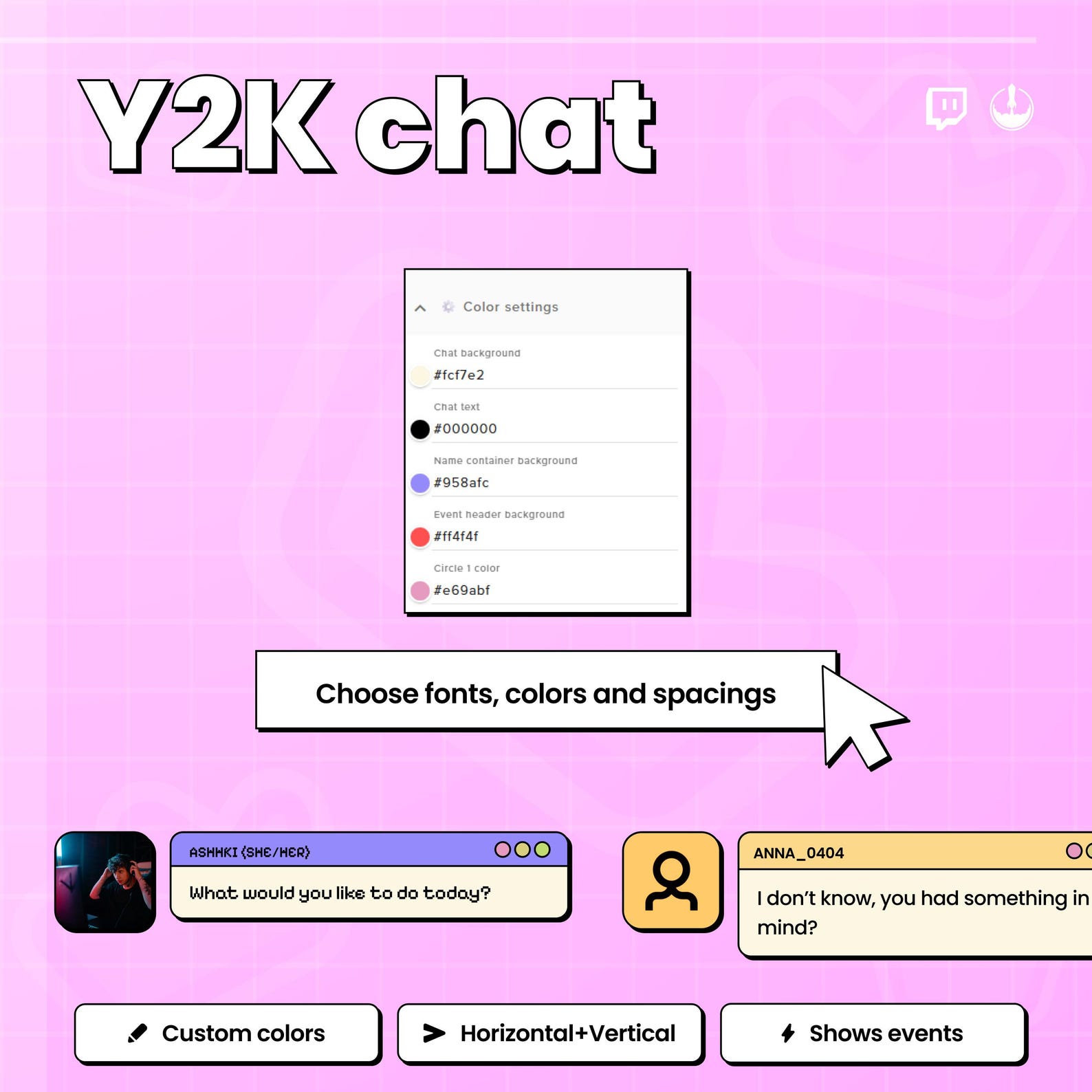 Y2K Retro Twitch Chat Overlay Widget: Animated Stream Overlay (digital ...
