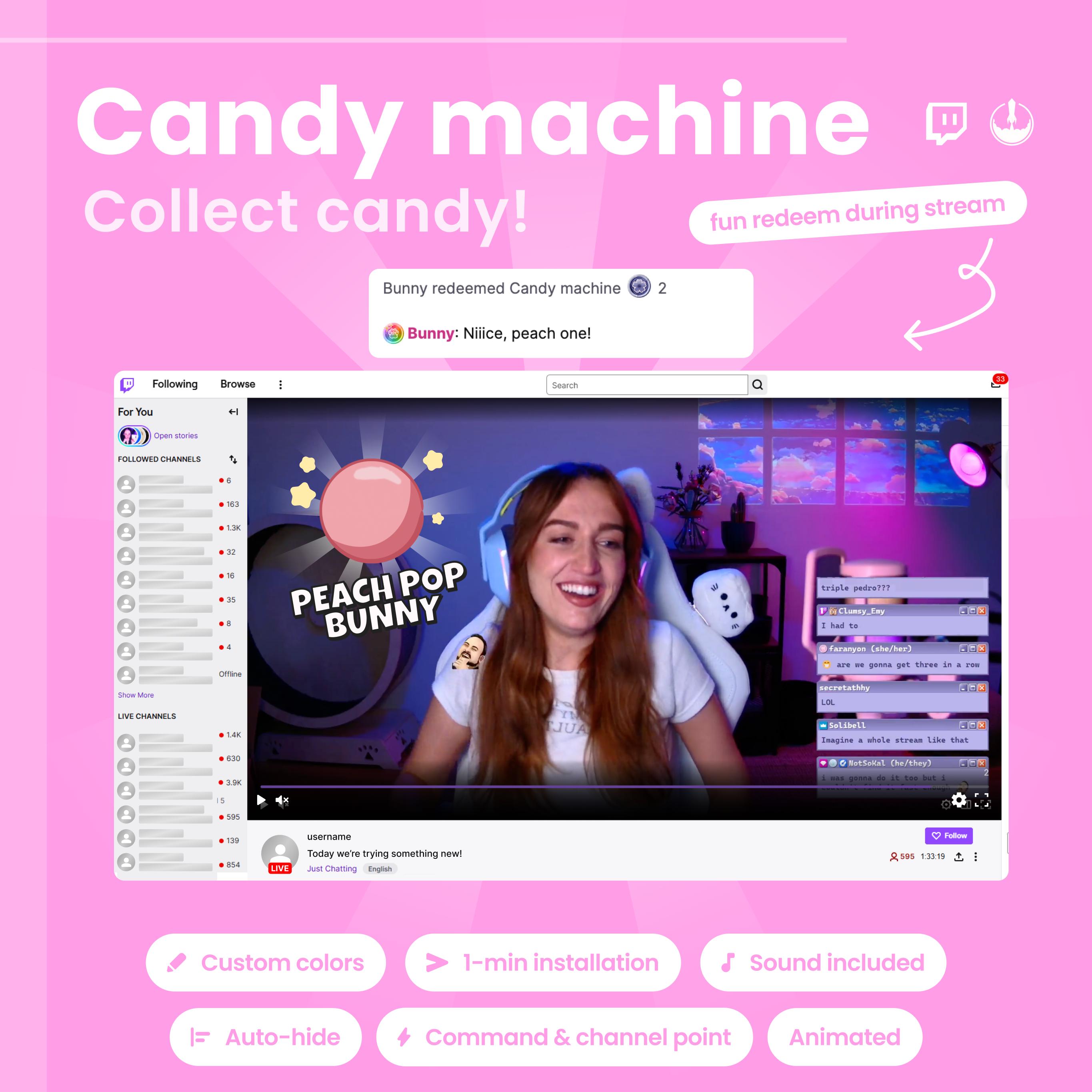 Animated Twitch Gumball Widget: Kawaii Candy Gacha Overlay ...