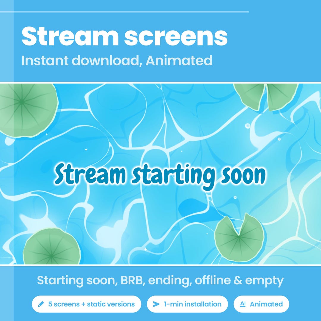 Animated Twitch Stream Screens: Cozy Koi Pond Overlay Bundle (MP4 ...