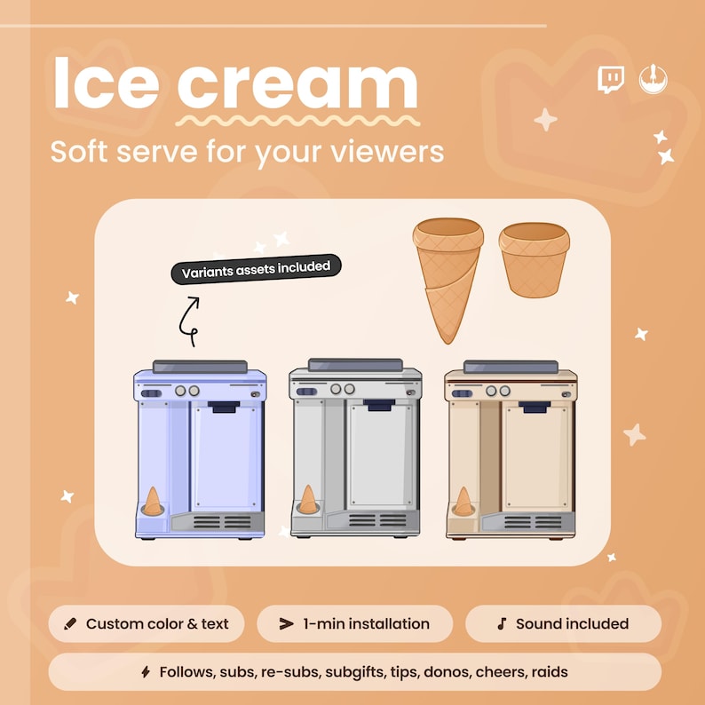 Interactive Twitch Ice Cream Widget - Customizable Animated Twitch ...