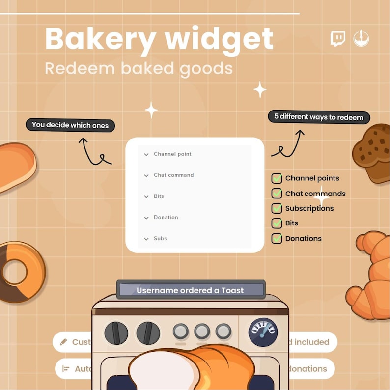 Interactive Bakery Widget - Customizable Animated Twitch Overlay - Cafe ...